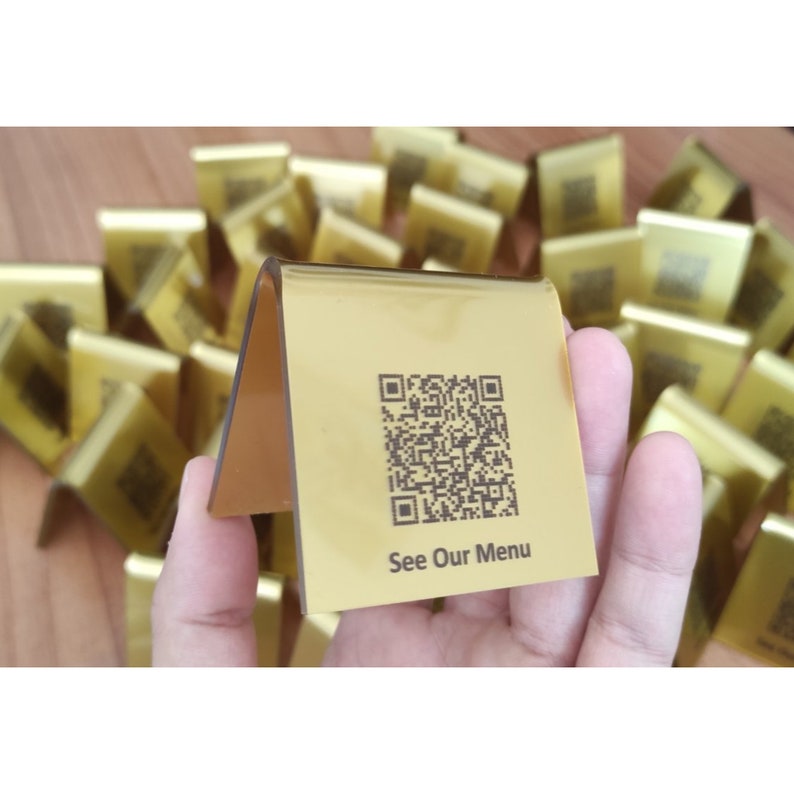 Golden Mini Acrylic QR Menu Standstouchless Menu QR Stand - Etsy