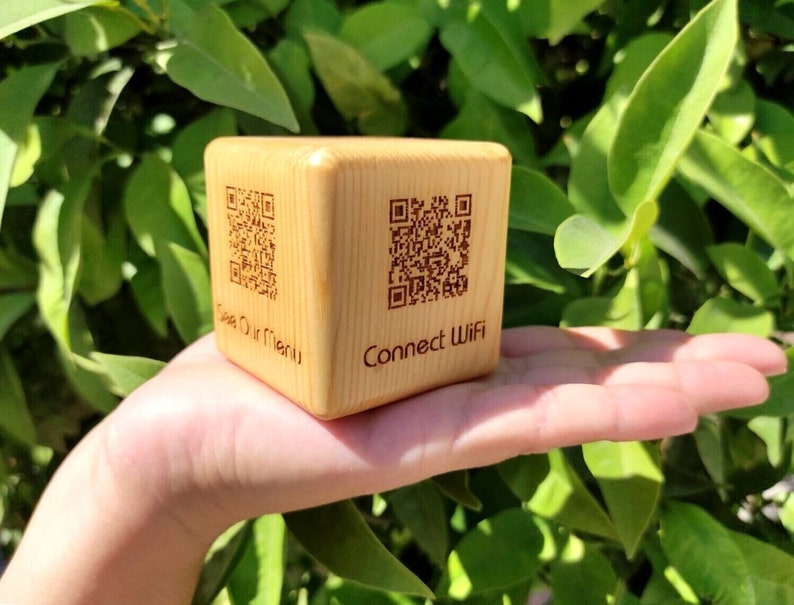 QR MENU QR Table Stand Engraved on Wooden Cube Digital - Etsy