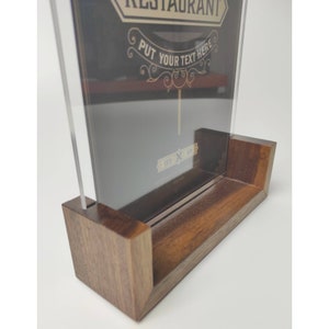 Acrylic Menu Holder, Wooden Menu Stand, Table Top Menu, Transparent ...