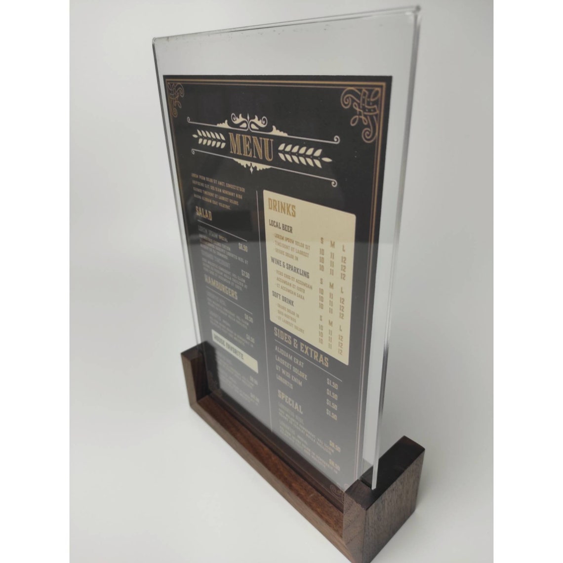 Acrylic Menu Holder Wooden Menu Stand Table Top Menu | Etsy
