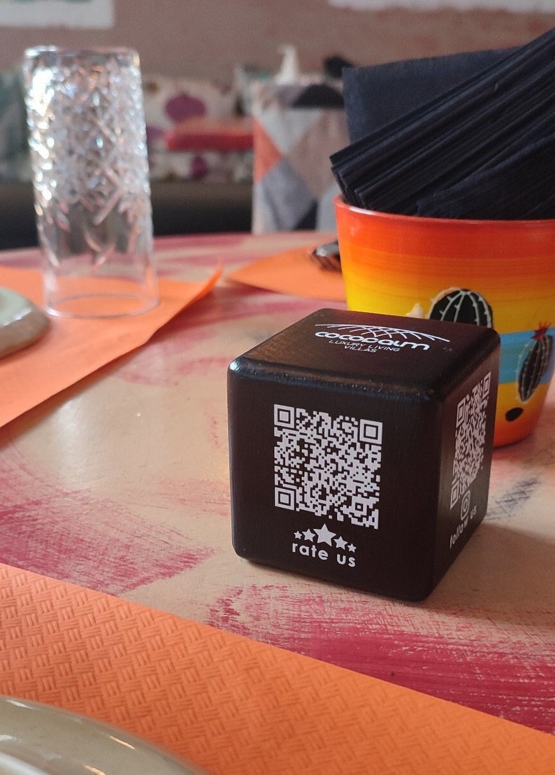 QR MENU QR Table Stand Black Wooden Cube Digital Menus - Etsy