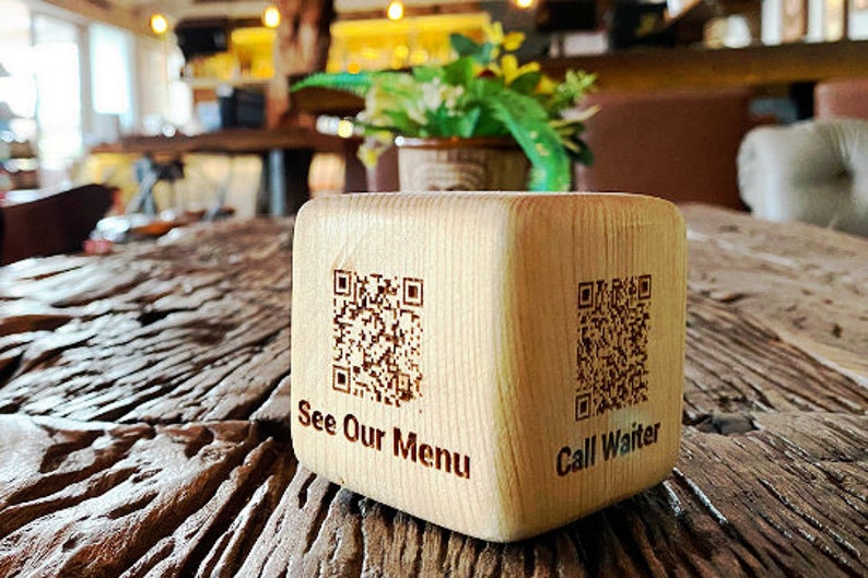QR MENU QR Table Stand Engraved on Wooden Cube Digital - Etsy QR MENU QR Table Stand Engraved on Wooden Cube Digital - Etsy