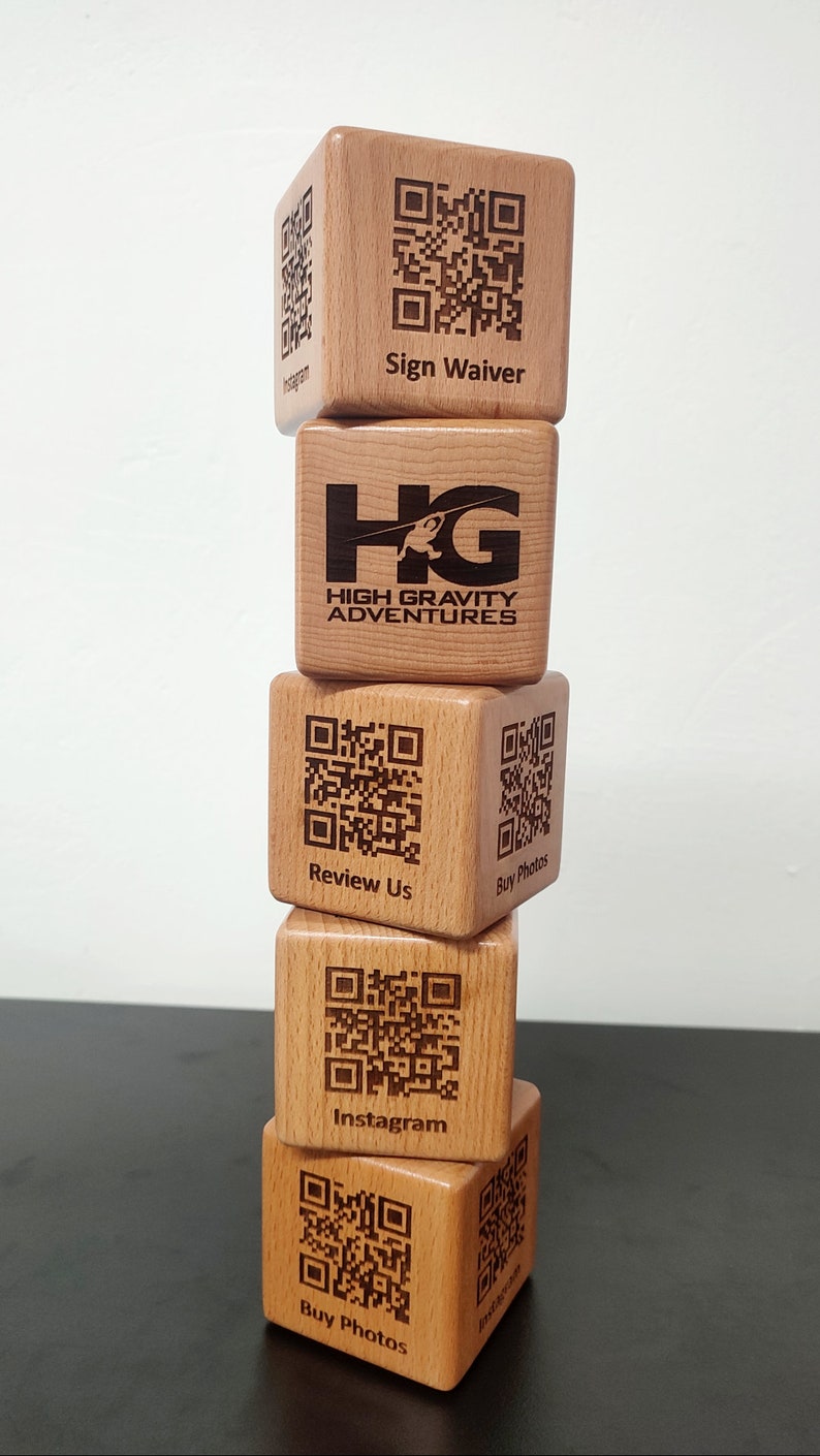 QR MENU QR Table Stand Engraved on Wooden Cube Digital - Etsy