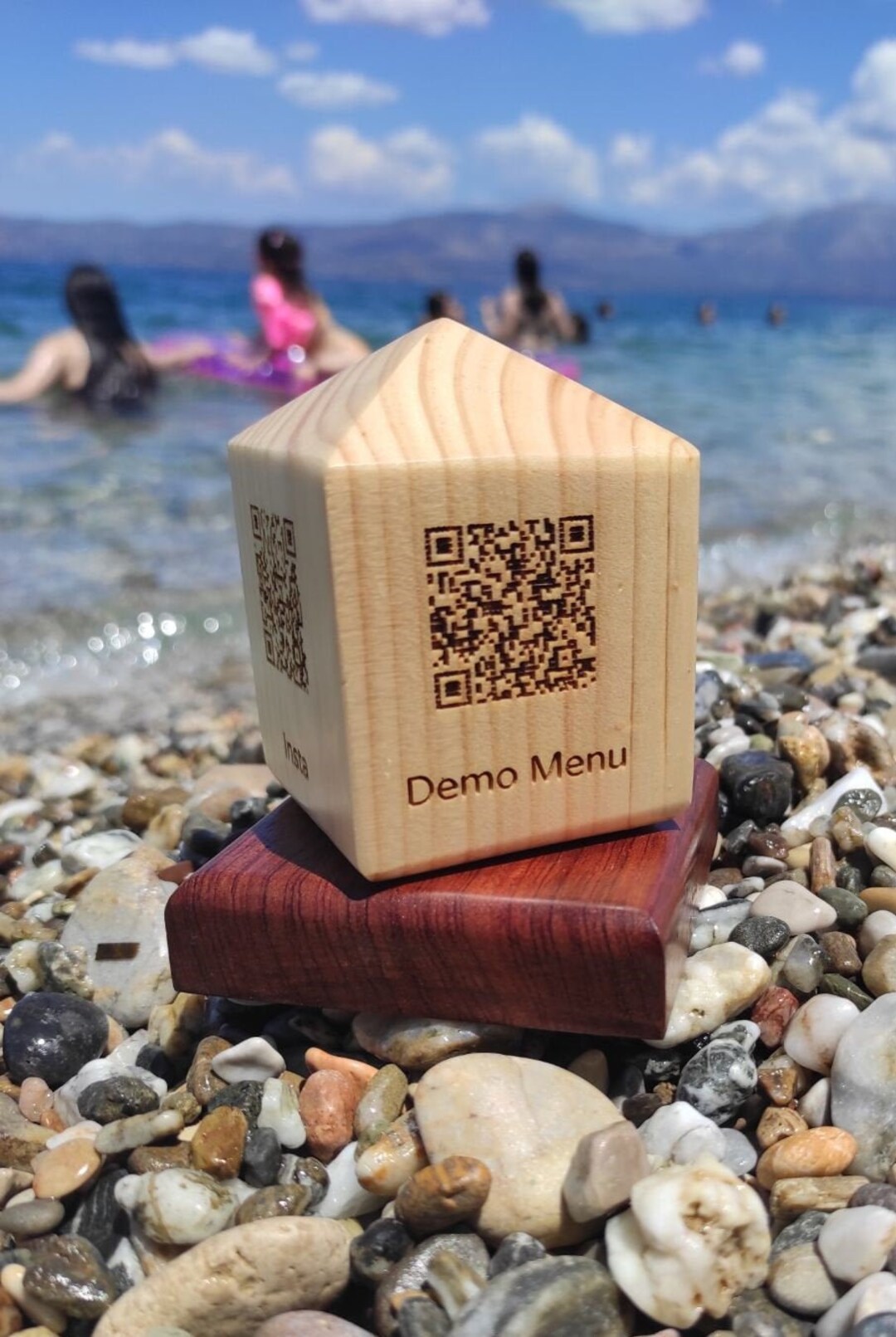 QR CUBE QR Menu Engraved on Wooden Cube Digital Menus for - Etsy