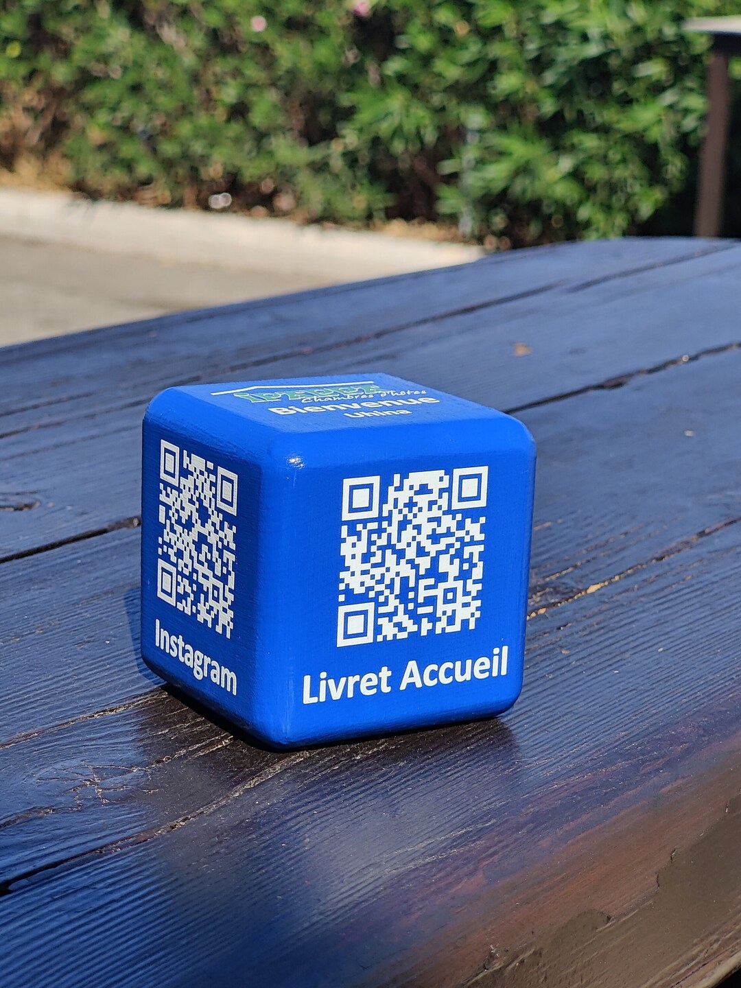 QR MENU Blue Cube QR Table Stand Printed on Wooden Cube - Etsy