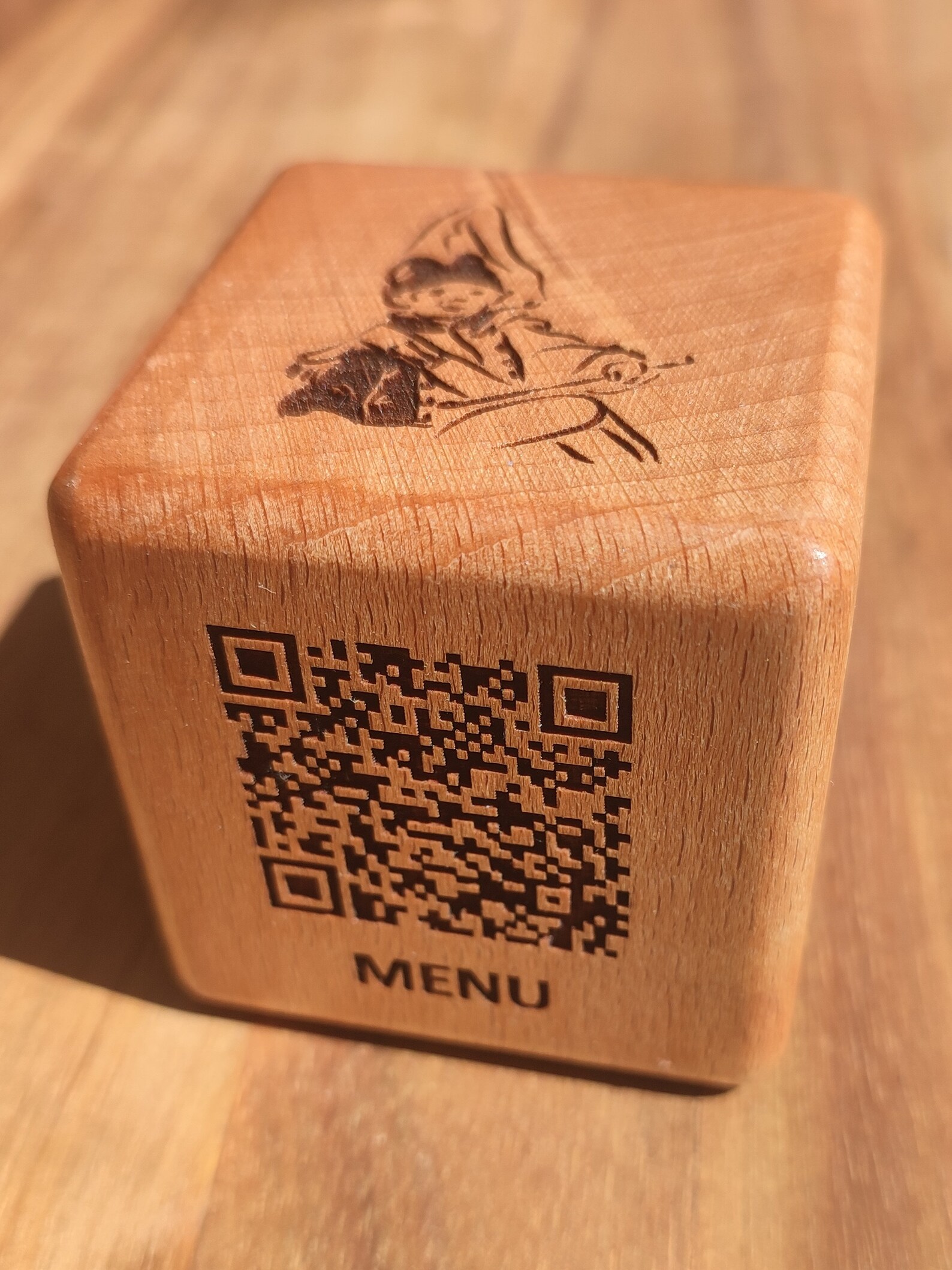 QR MENU QR Table Stand Engraved on Wooden Cube Digital - Etsy