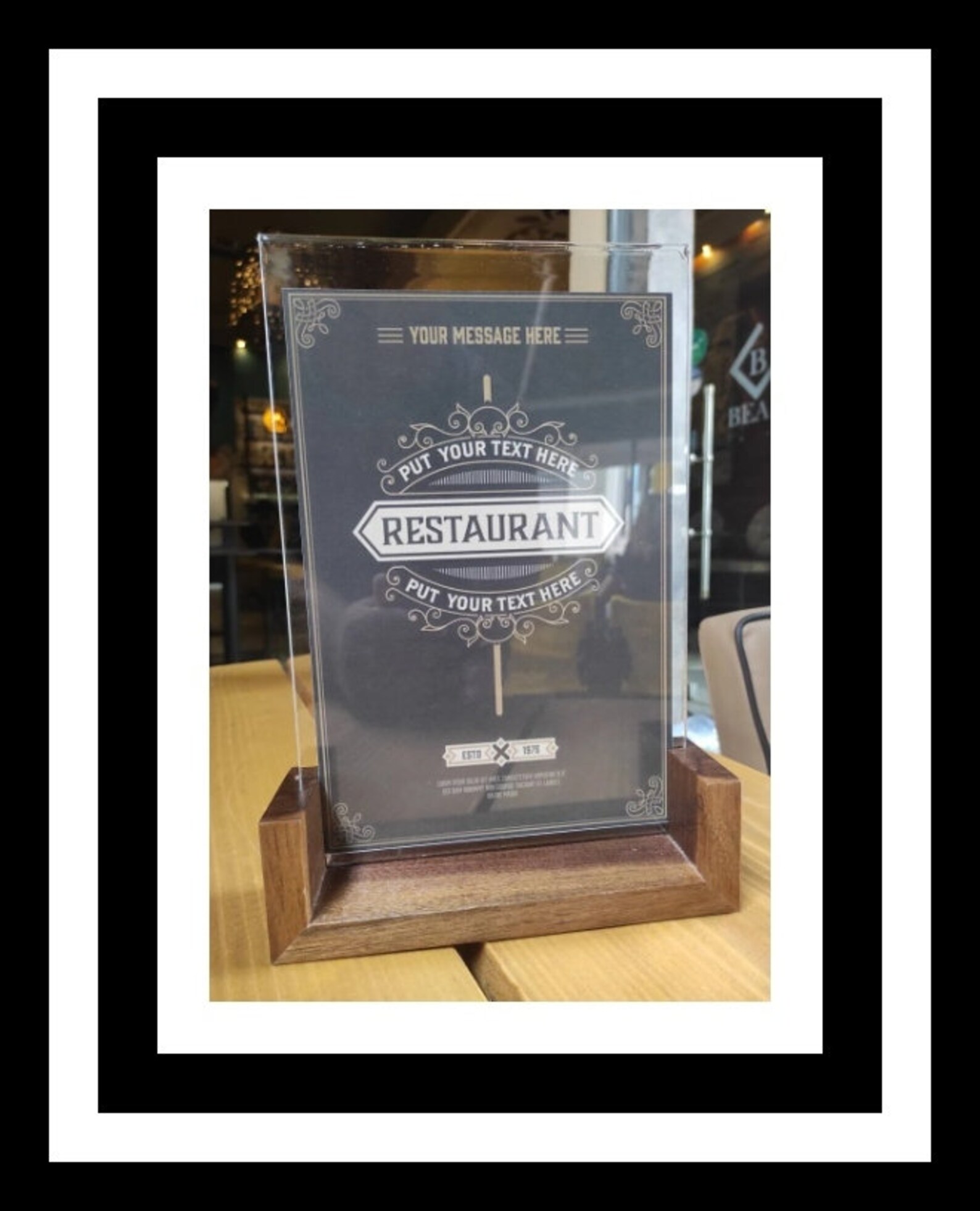 Acrylic Menu Holder Wooden Menu Stand Table Top Menu - Etsy