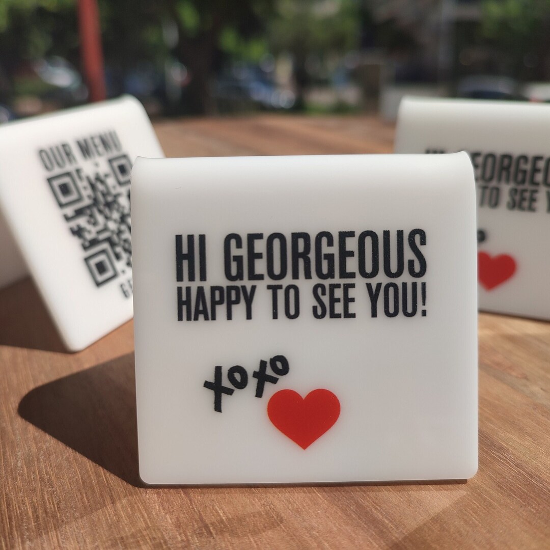 White Acrylic QR Menu Stands | Touchless Menu QR Stand | Qr Code Sign ...