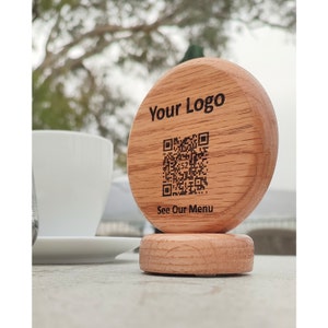 QR Table Tent | QR Menu Engraved on Wooden Stand | Digital Menus for ...