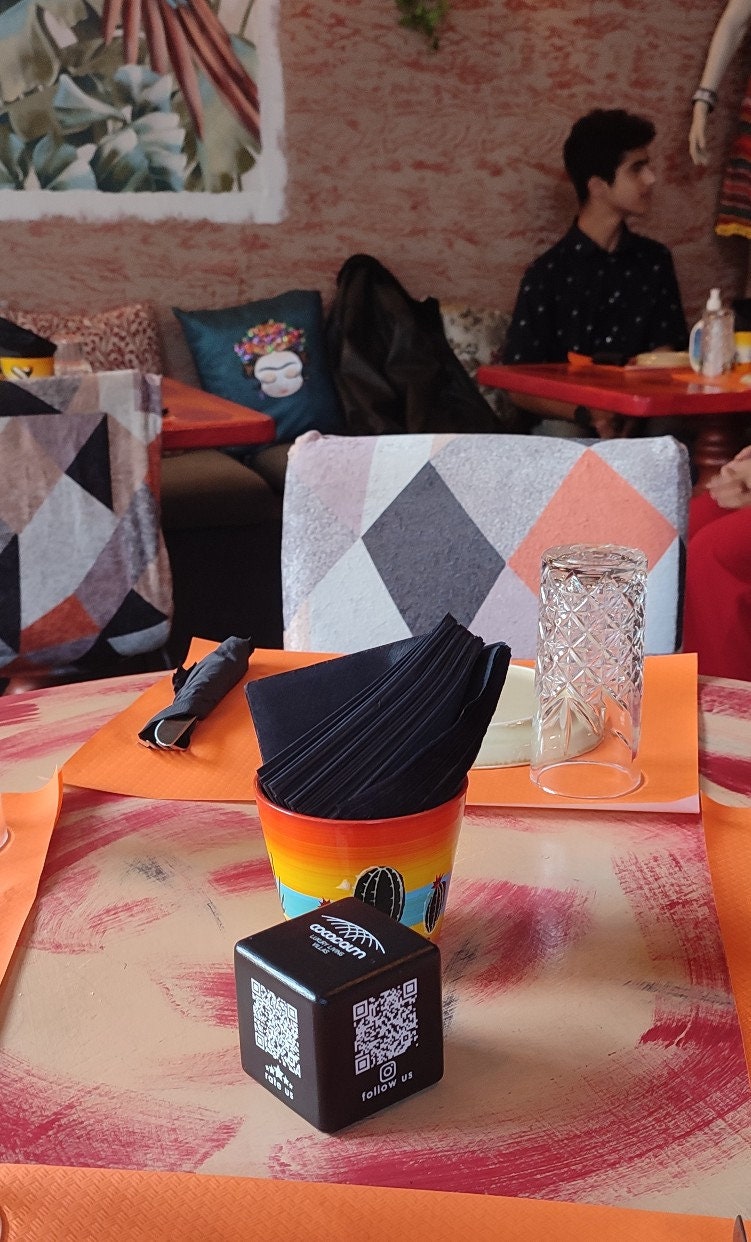 QR MENU | QR Table Stand | Black Wooden Cube | Digital menus for ...