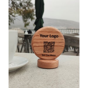 QR Table Tent | QR Menu Engraved on Wooden Stand | Digital Menus for ...