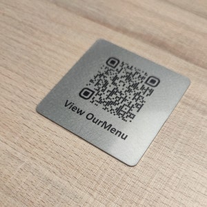 Stainless Metal QR Code Table Plates, Contactless Menu for Restaurant ...