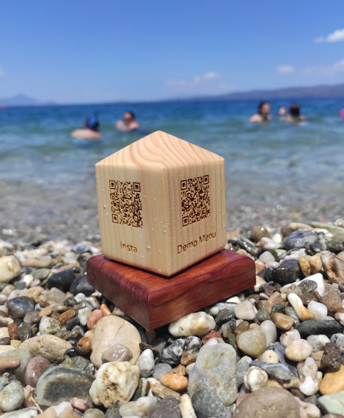 QR CUBE QR Menu Engraved on Wooden Cube Digital Menus for | Etsy