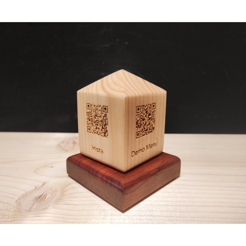 QR CUBE QR Menu Engraved on Wooden Cube Digital Menus for - Etsy