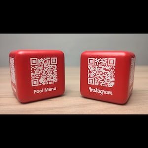 QR MENU | Red Cube | QR Table Stand Printed on Wooden Cube | Digital ...