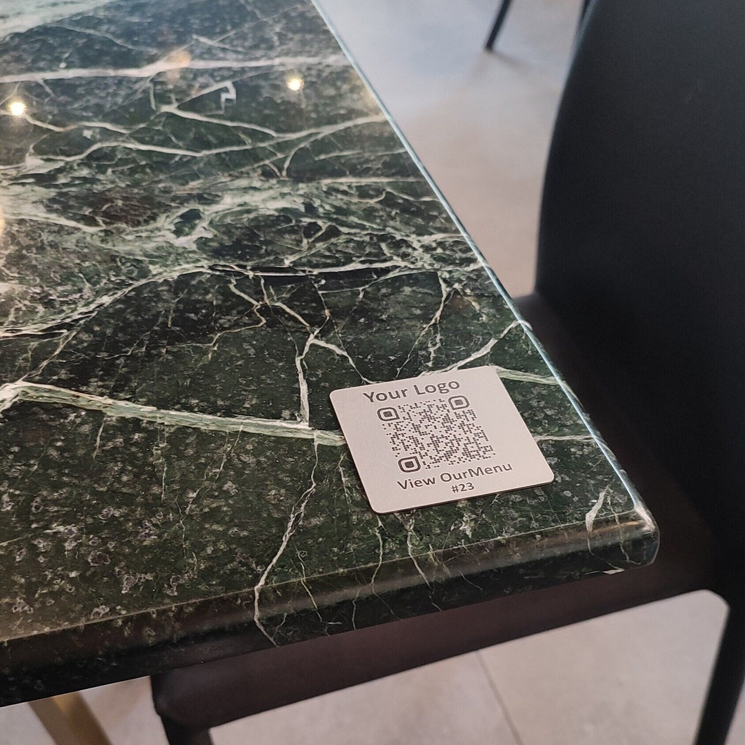 Stainless Metal QR Code Table Plates, Contactless Menu for Restaurant ...