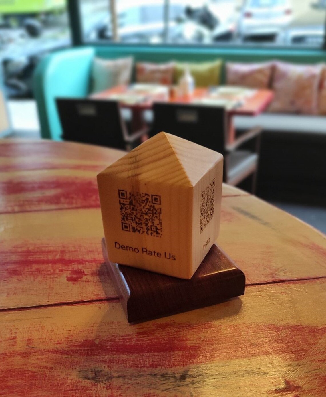 QR CUBE QR Menu Engraved on Wooden Cube Digital Menus for | Etsy
