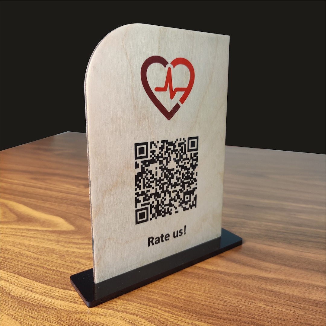 Wooden QR Code Table Stand With Acrylic Base | Print QR Menu for ...