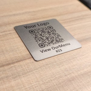 Stainless Metal QR Code Table Plates, Contactless Menu for Restaurant ...