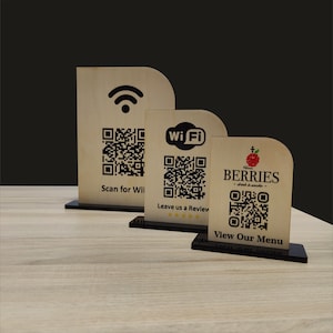 Wooden QR Code Table Stand With Acrylic Base | Print QR Menu for ...