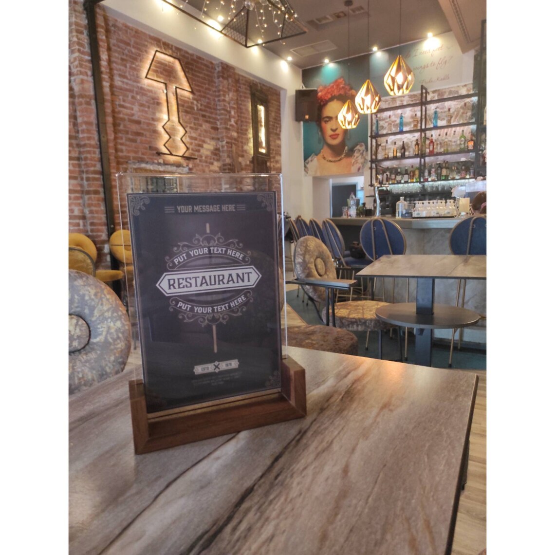 Acrylic Menu Holder Wooden Menu Stand Table Top Menu | Etsy