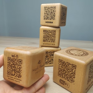 Wooden QR Cube Stands Custom Made for Office, Doctors, Dentists | Salon ...