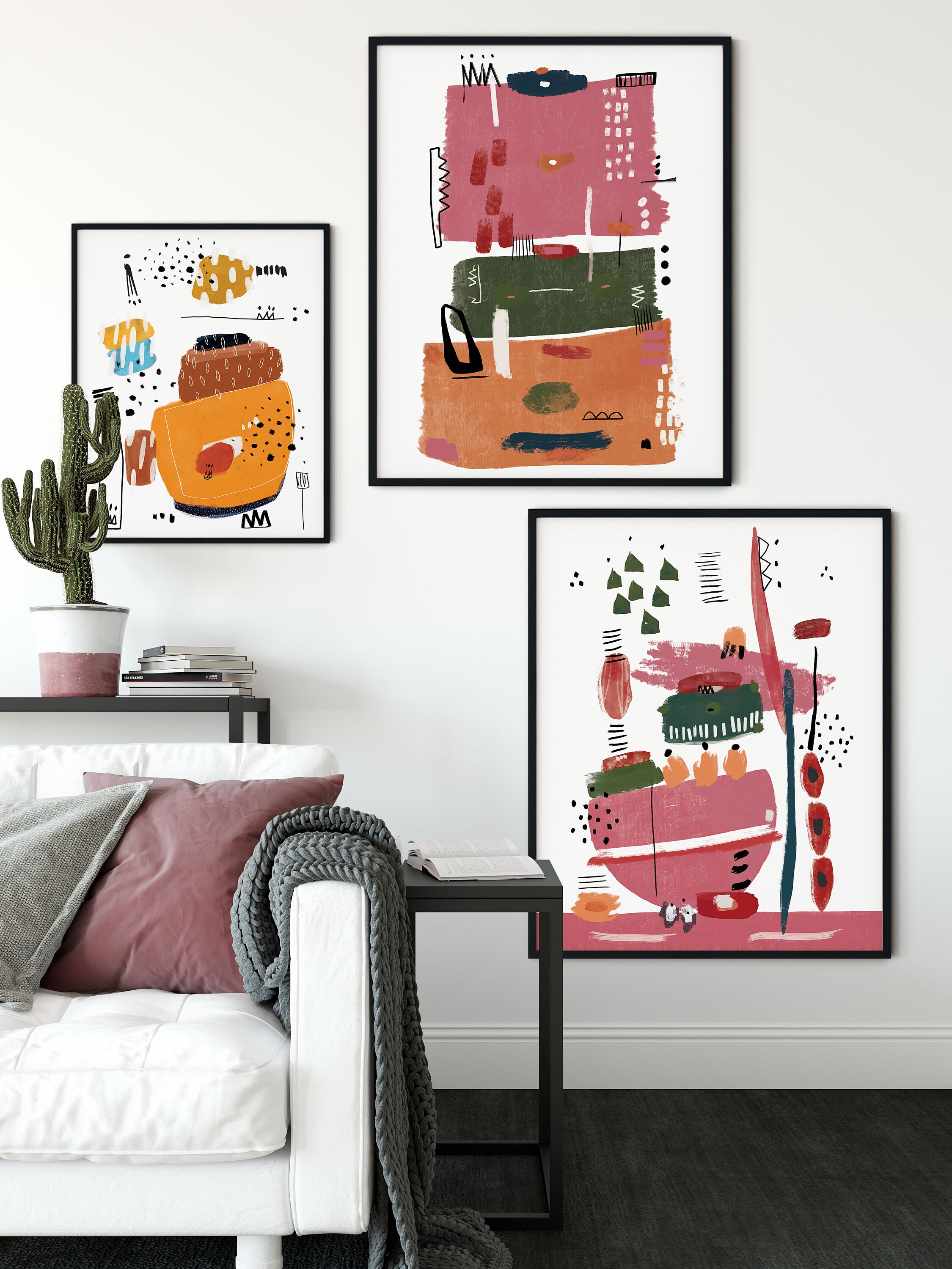 Printable Set of 3 Abstract Wall Art for Modern Home Decor, Set of 3 ...