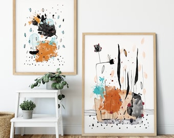 Set of 2 Abstract Printable Art for Modern Living Room Wall Art Decor ...