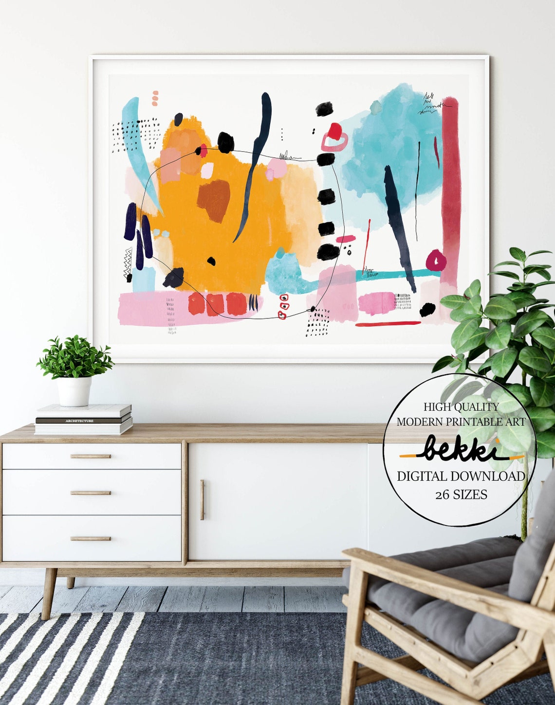 Modern Colorful Printable Wall Art Large Abstract Printable | Etsy