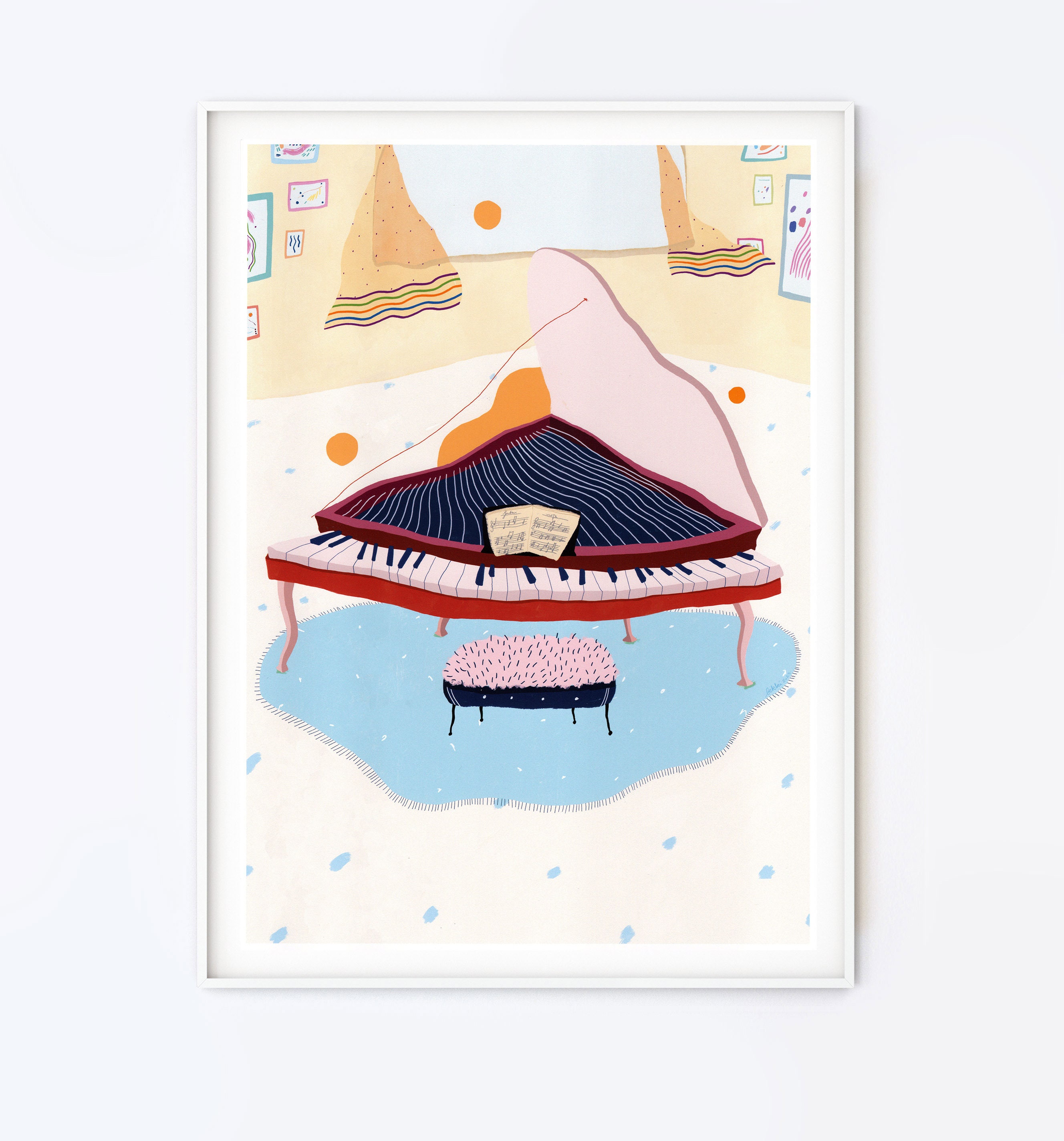 Piano Art Printed and Shipped, Piano Illustration Print on Paper, A4 ...