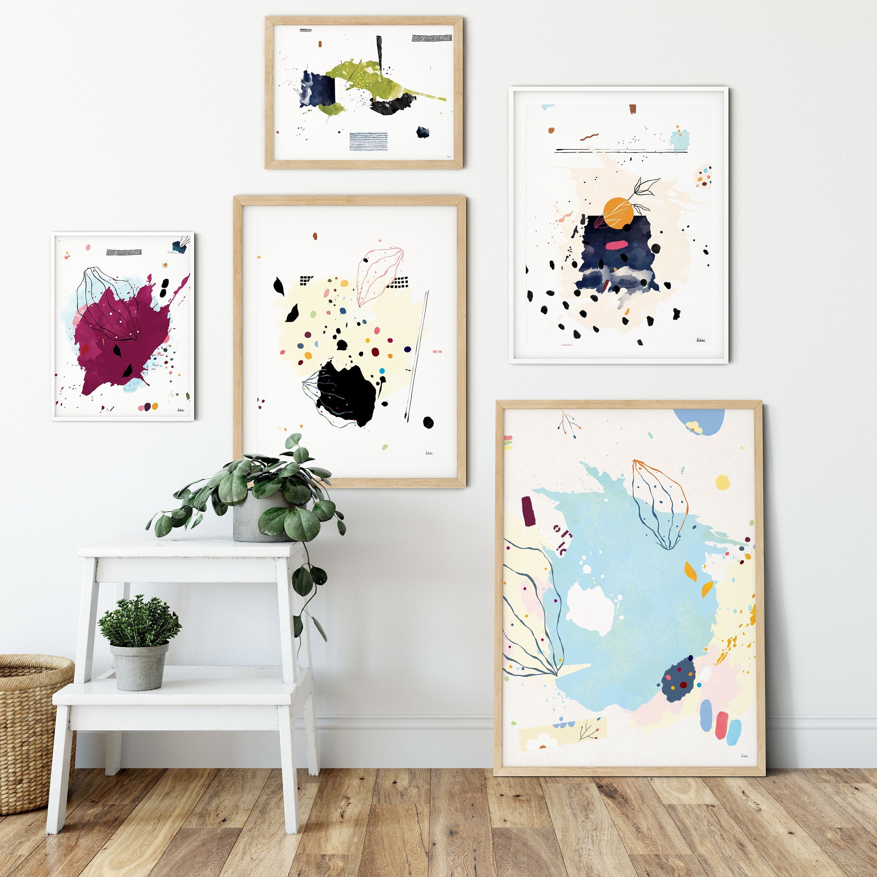 Modern Printable Gallery Wall Art Set of 5, Modern Abstract Print Set ...