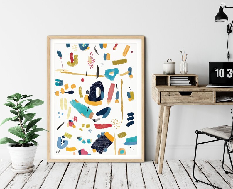 Modern Colorful Printable Abstract Painting for Modern Living Room Wall ...