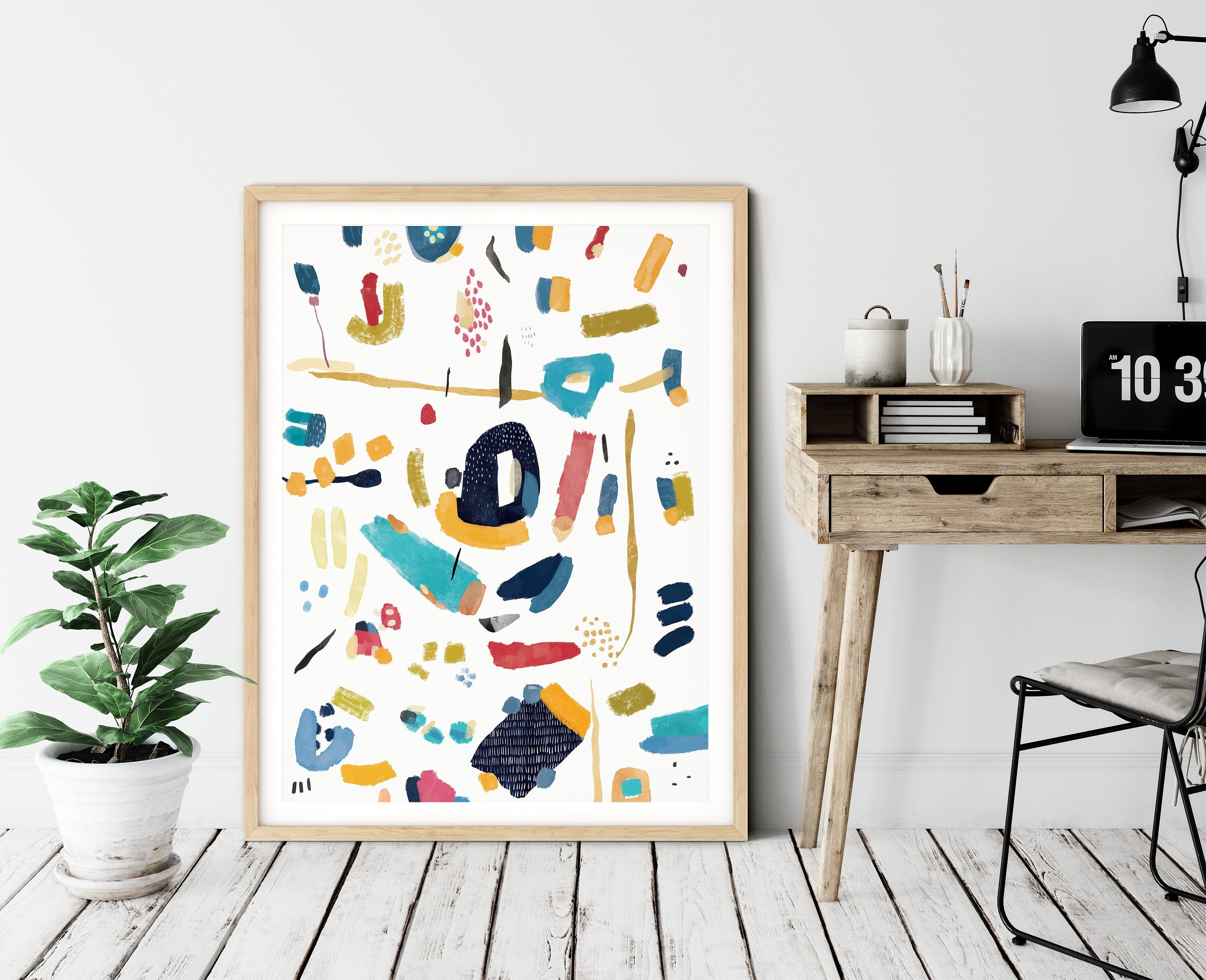 Modern Colorful Printable Abstract Painting for Modern Living Room Wall ...