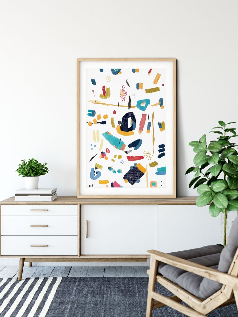 Modern Colorful Printable Abstract Painting for Modern Living Room Wall ...