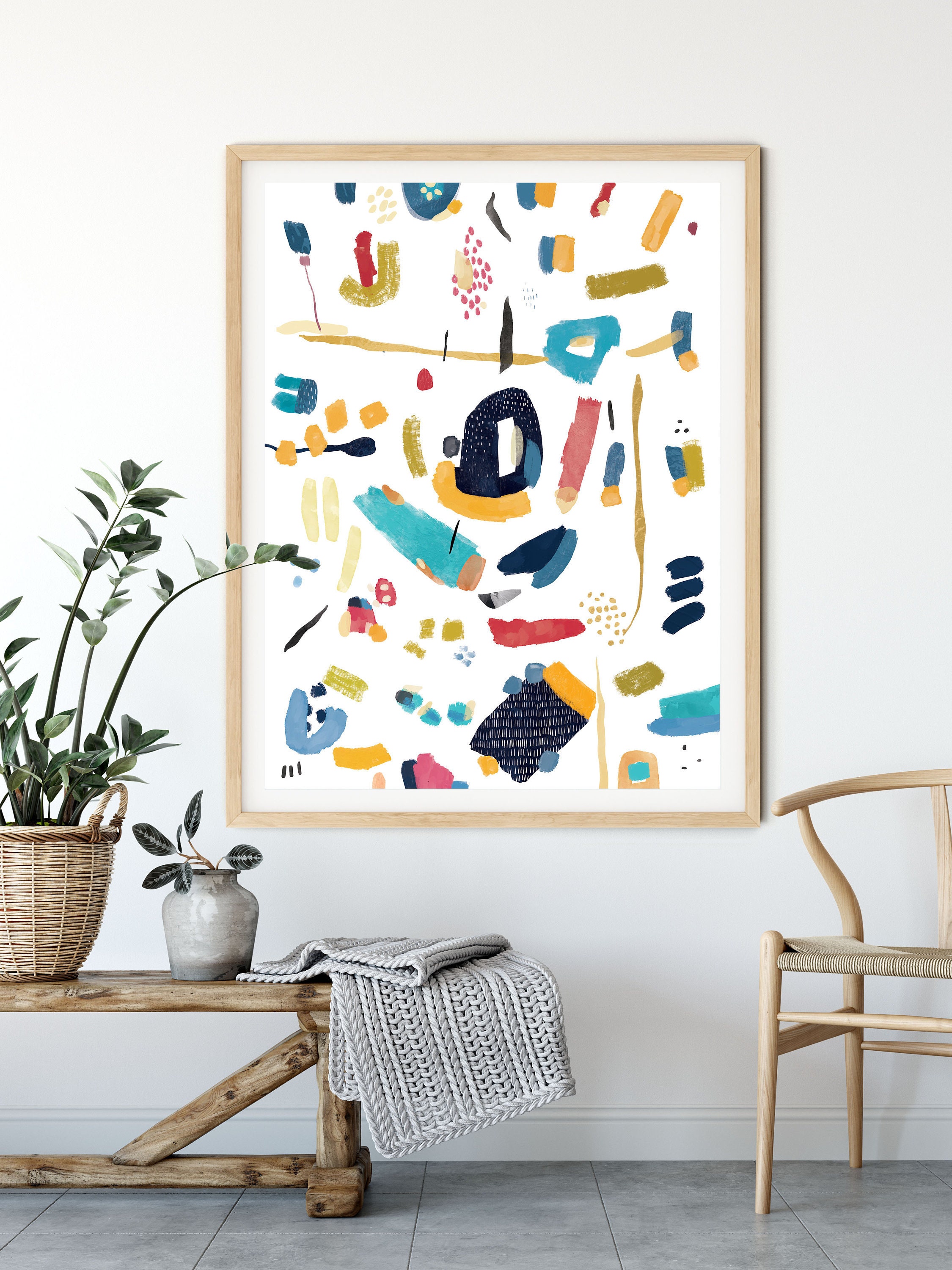 Modern Colorful Printable Abstract Painting for Modern Living Room Wall ...