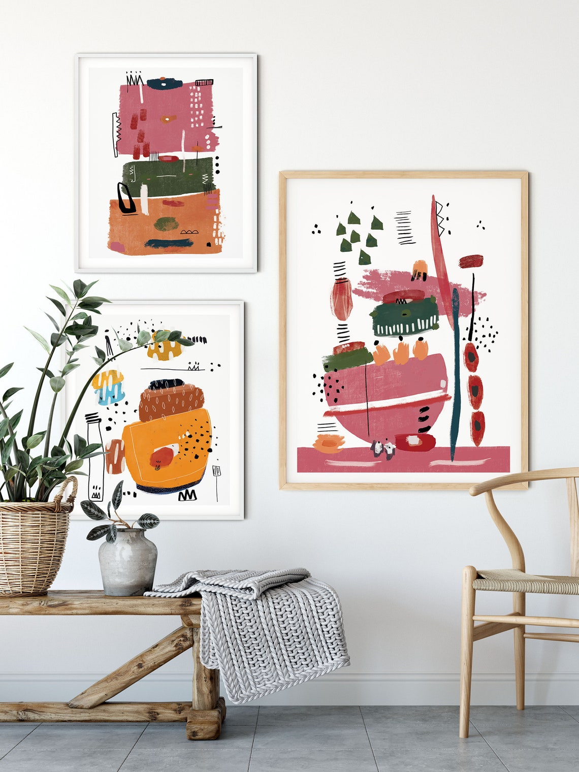 Printable Set of 3 Abstract Wall Art for Modern Home Decor, Set of 3 ...