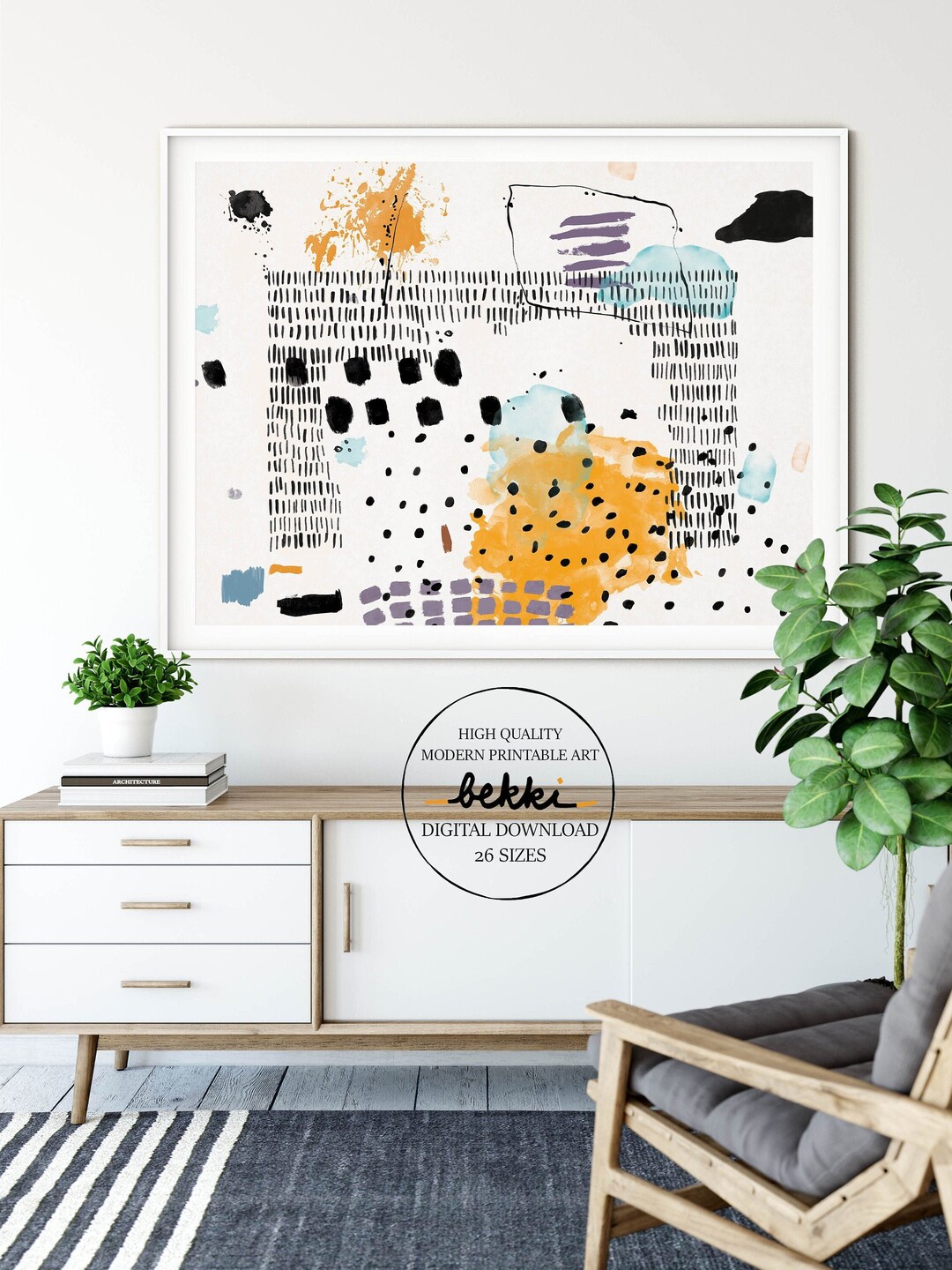 Modern Colorful Printable Wall Art, Contemporary Art Download, Living ...