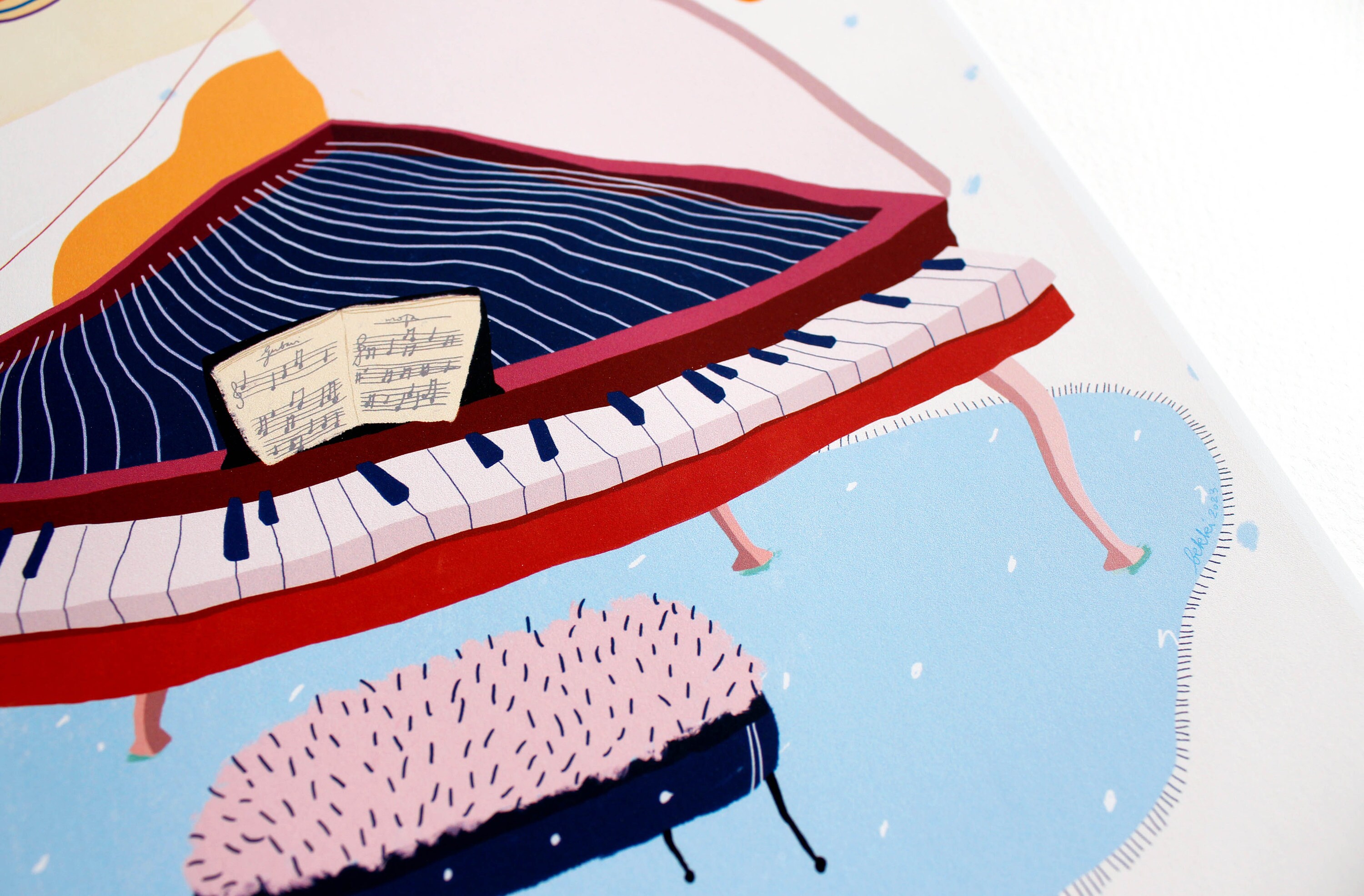Piano Art Printed and Shipped, Piano Illustration Print on Paper, A4 ...