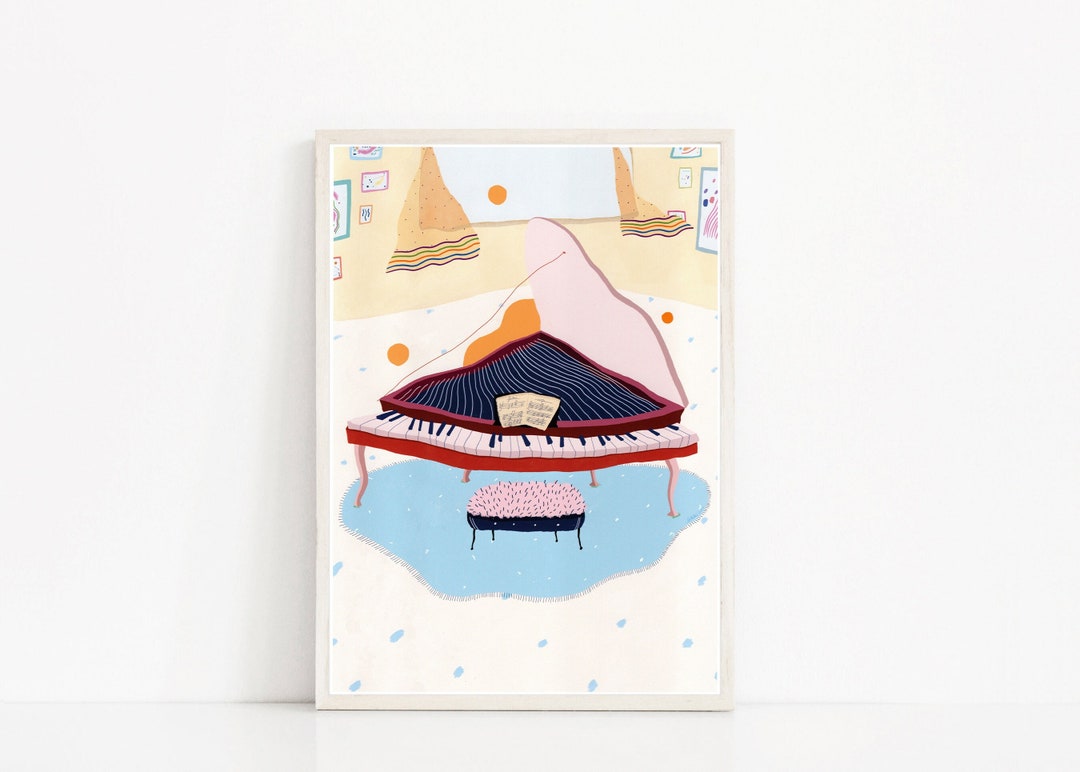 Piano Art Printed and Shipped, Piano Illustration Print on Paper, A4 ...