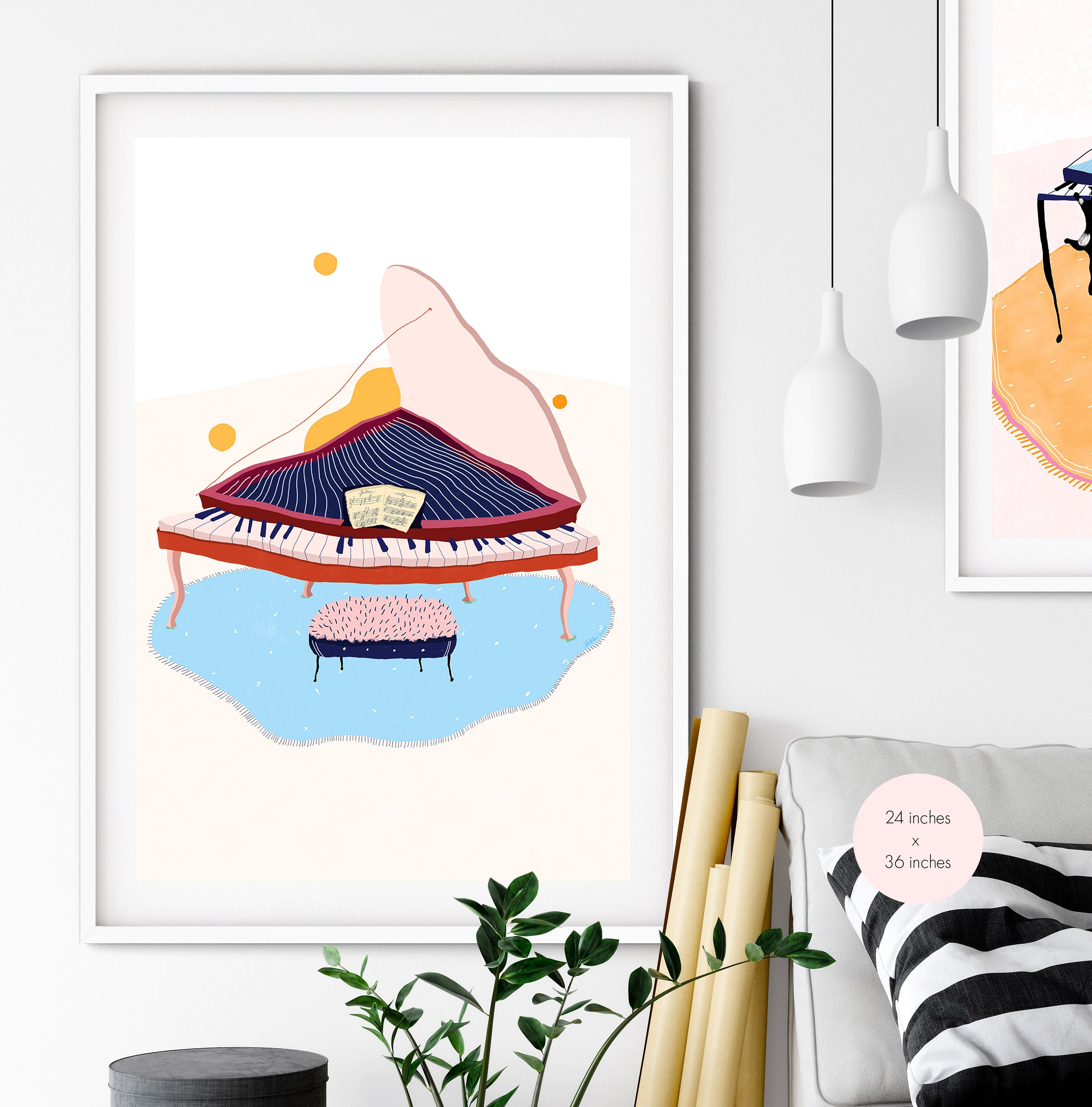 Modern Piano Instant Download Art for Modern Wall Art Decor, Piano ...