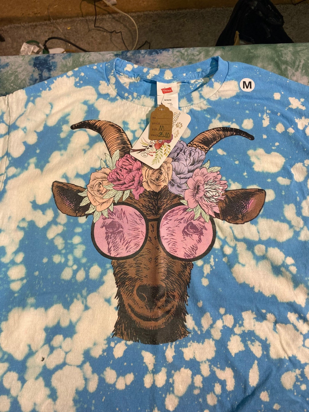 Goat Tee. Glasses on a Goat. Bleach Tee. Summer Tee. Graphic Tee. - Etsy