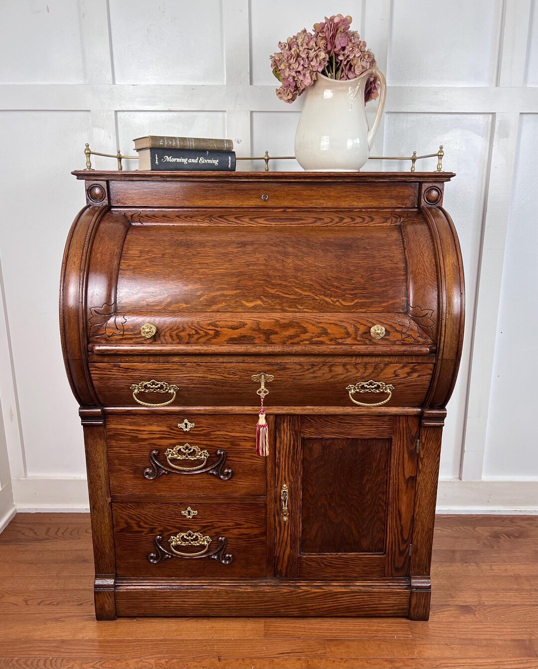 Antique Vintage Barrel Cylinder Library Desk 19th Century - Etsy