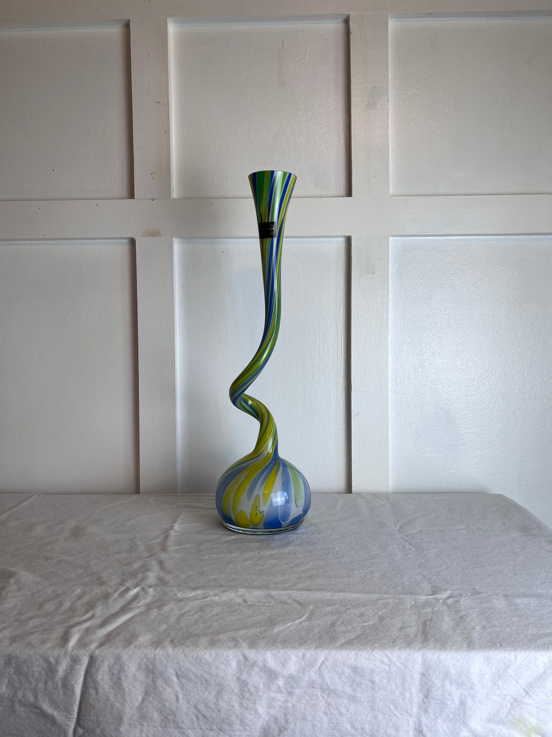 Makora Hand Blown Glass Twisted Neck Vase - Etsy