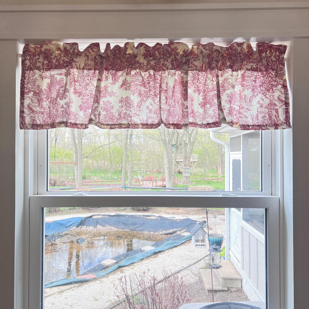 Red Toile Window Valance Curtain Christmas Curtain - Etsy
