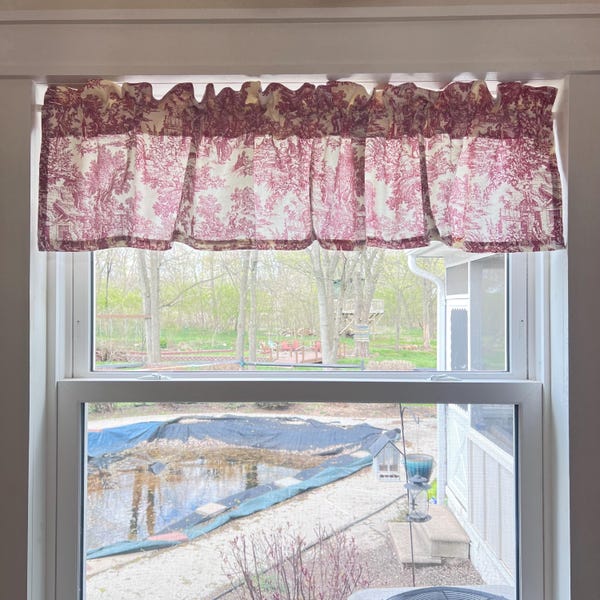 Red Toile Valance - Etsy