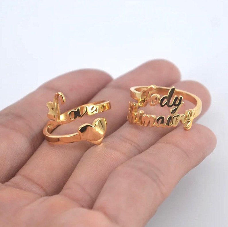 Personalized Ring/ 2 Names Ring/ Double Name Ring/ | Etsy