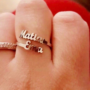 Personalized Ring/ 2 Names Ring/ Double Name Ring/ Personalized Gift ...