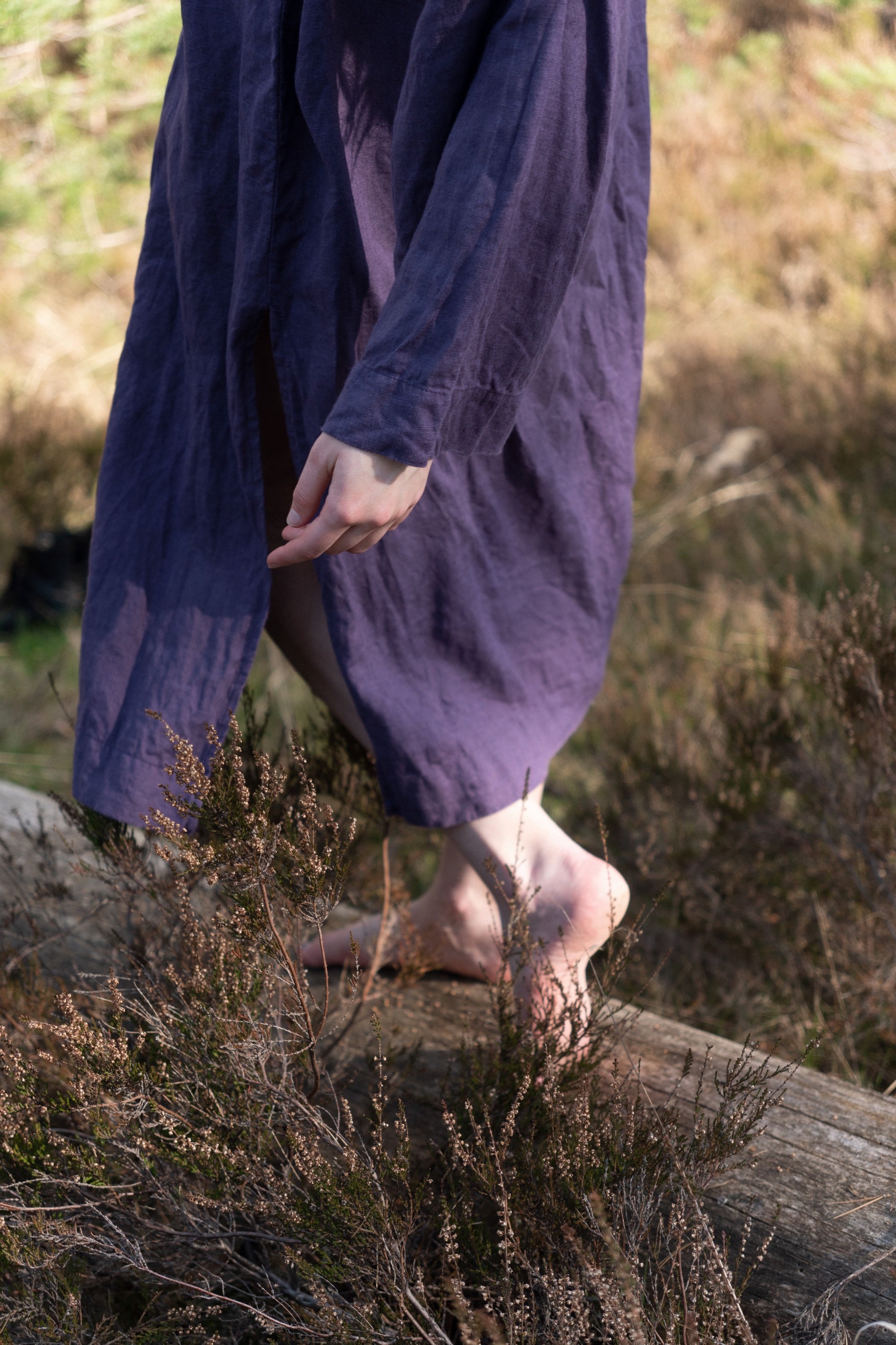 BLUEBERRY ᛟ Purple Organic Linen Kimono, Long Linen Night Robe With ...