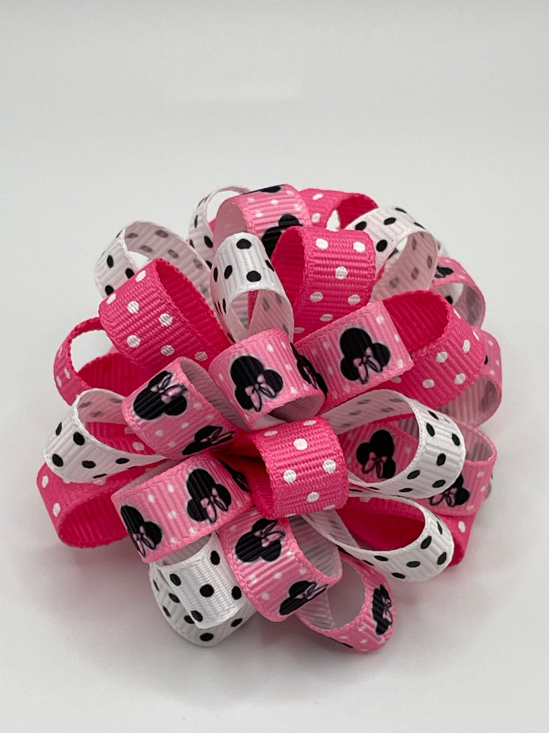 Mouse Loopy Hair Bow, Hair Clip, Barrette, Handmade Gift, Hair ...