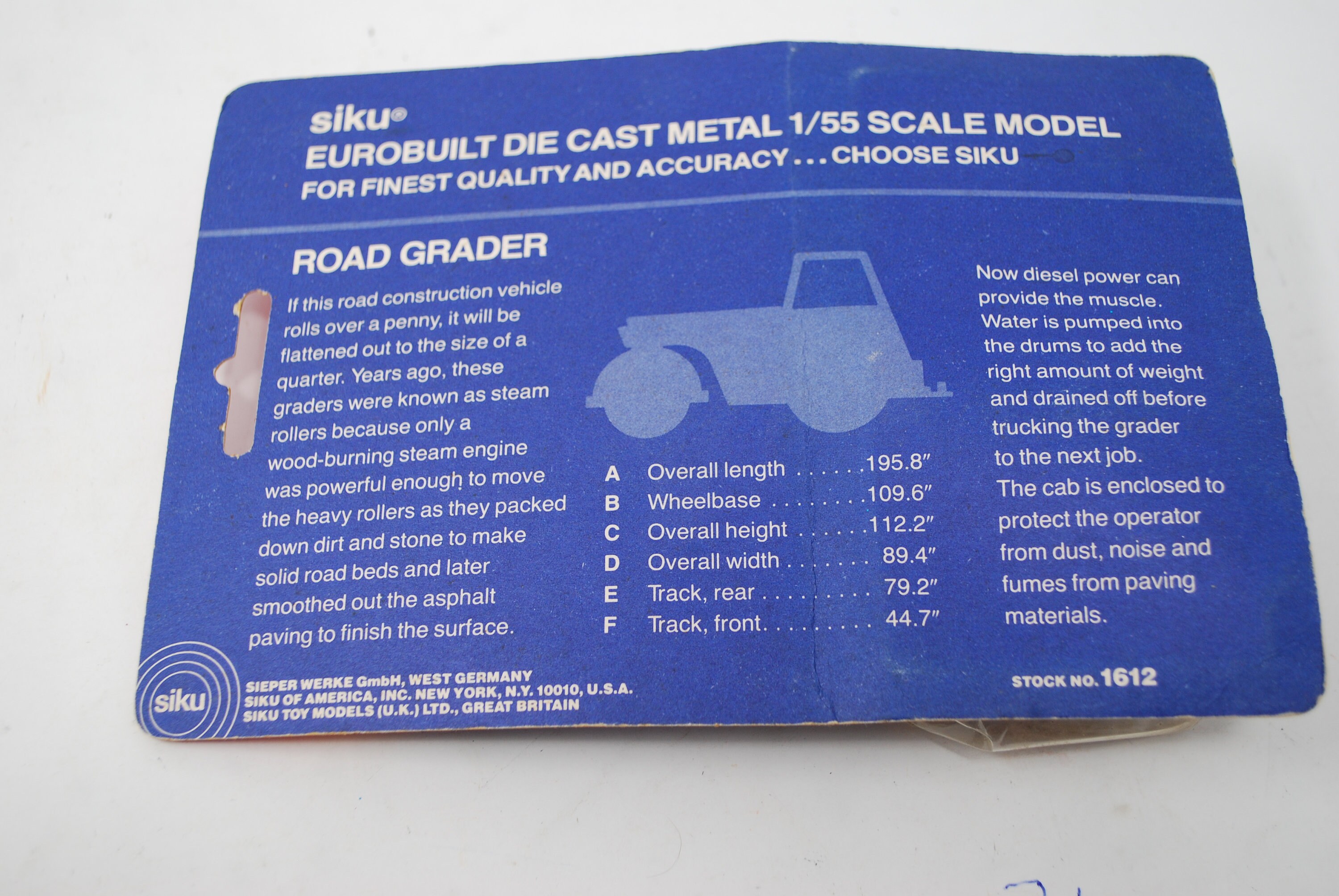 Vintage Siku Eurobuilt Road Grader Roller Paver Diecast Metal Car 1:55 ...